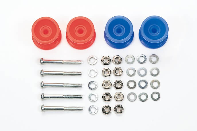 Mini 4WD GUP #457 Low Friction Plastic Double Rollers (Red & Blue, 13- - Otaku Middle East Toys